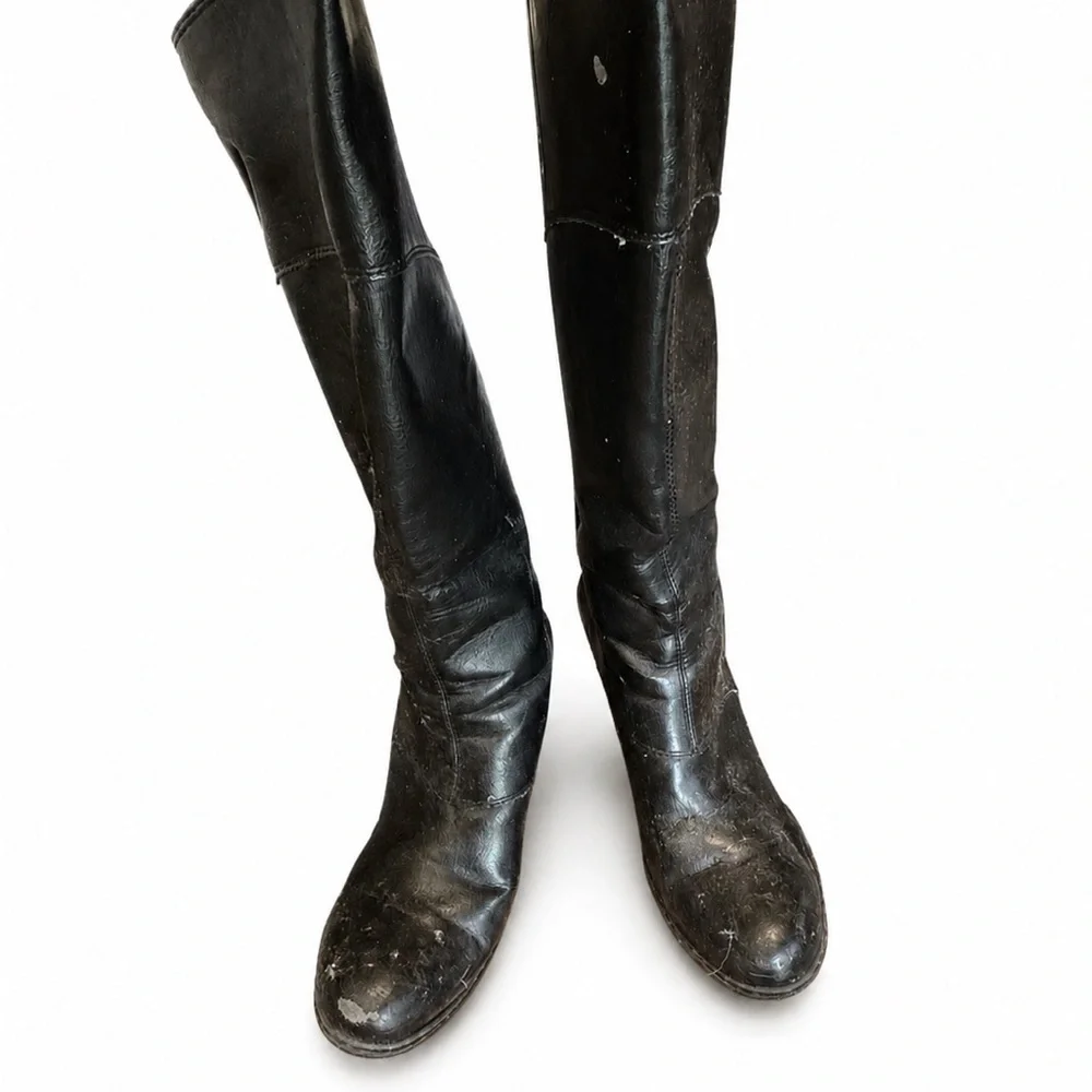 boc | Shoes | Boc Tall Black Leather Heeled Riding Boots | Poshmark
